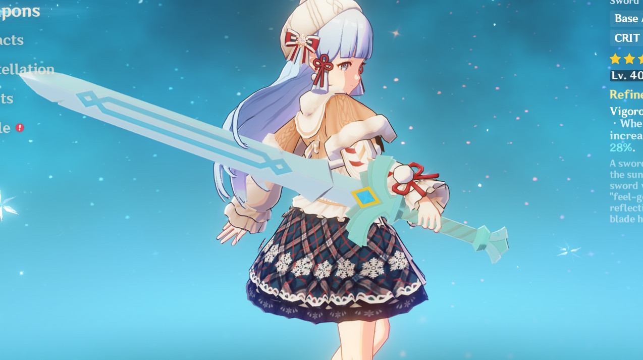 BotW Goddess Sword over Harbinger of Dawn Mod for Genshin Impact | GI Mods