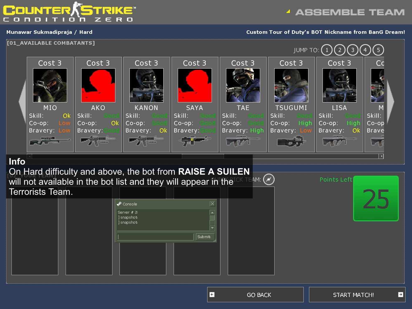 Custom Tour of Duty's BOT Nickname from BanG Dream [Counter-Strike ...