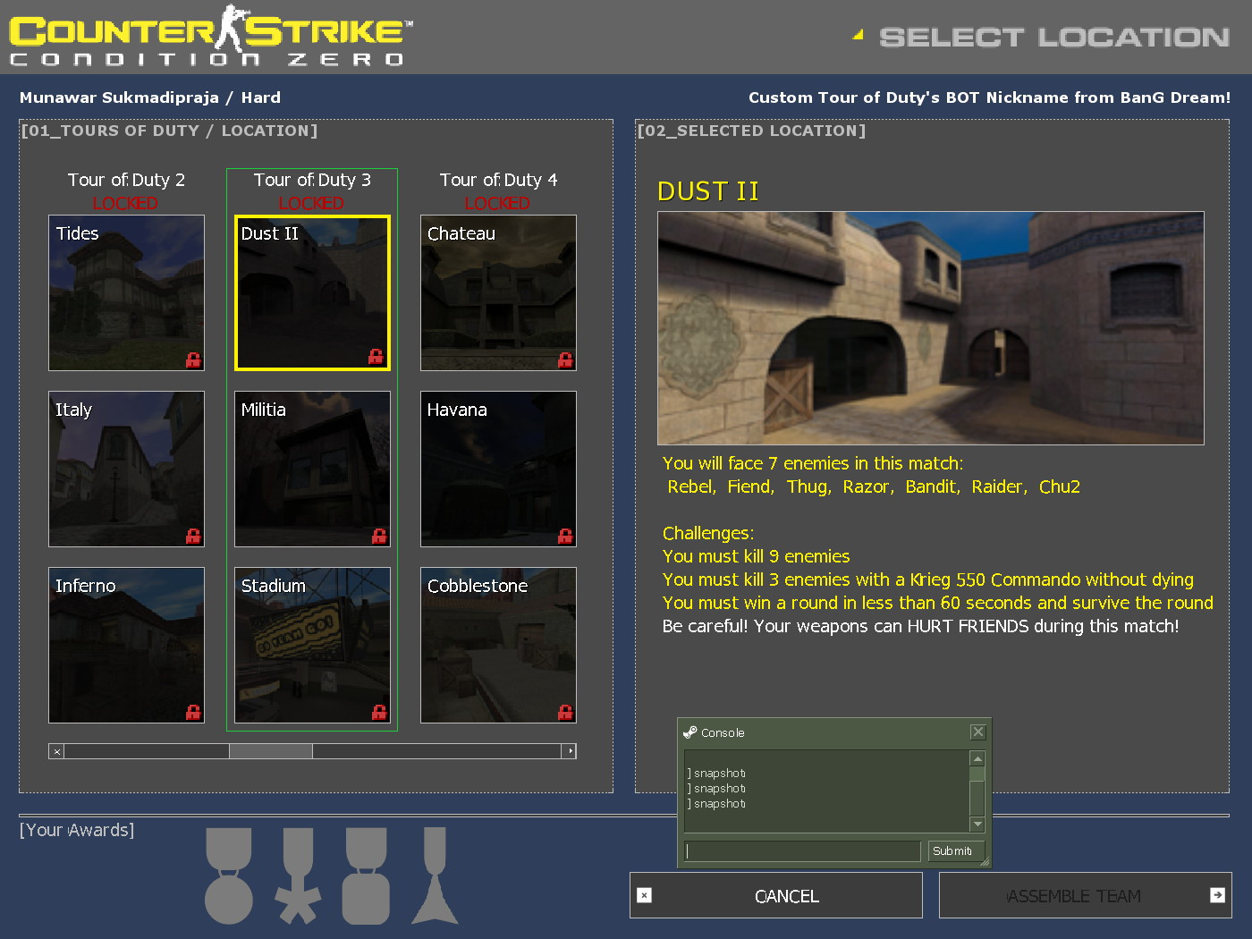 Custom Tour of Duty's BOT Nickname from BanG Dream [Counter-Strike ...