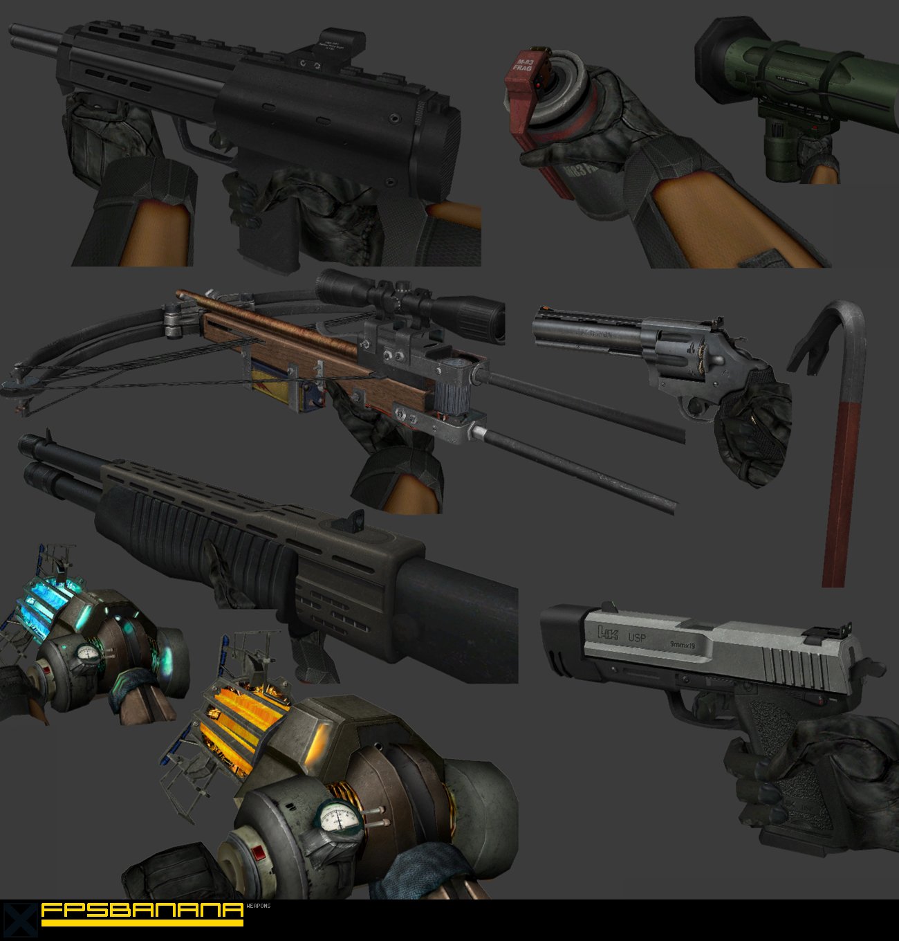 HL2 Default Weapon Reskin Pack V2 Mod For Half Life 2 HL2 Mods