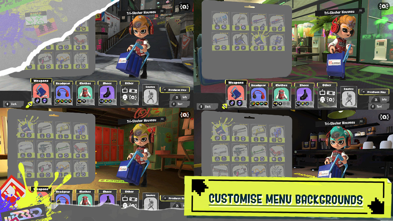Customise menu Backgrounds Mod for Splatoon 3 | Splatoon 3 Mods