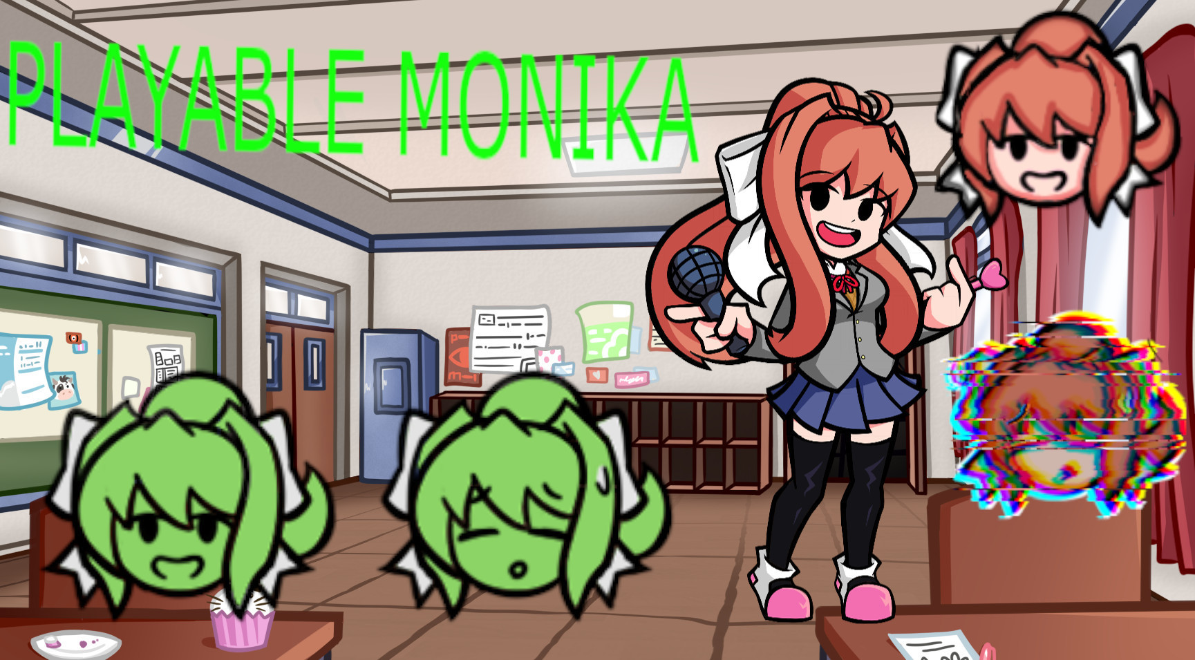 Playable Monika DDTO (Update icon A new way) [Friday Night Funkin'] [Mods]