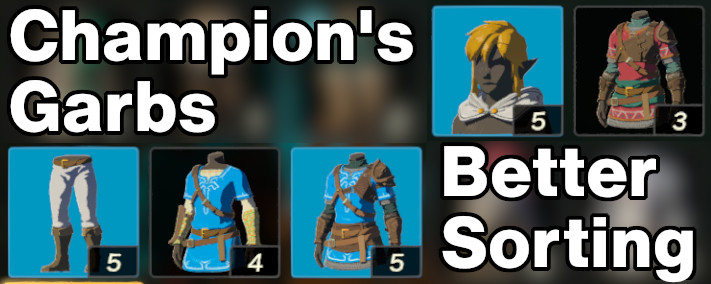 Champion's Garbs Better Sorting Mod for The Legend of Zelda: Tears of the Kingdom | TOTK Mods