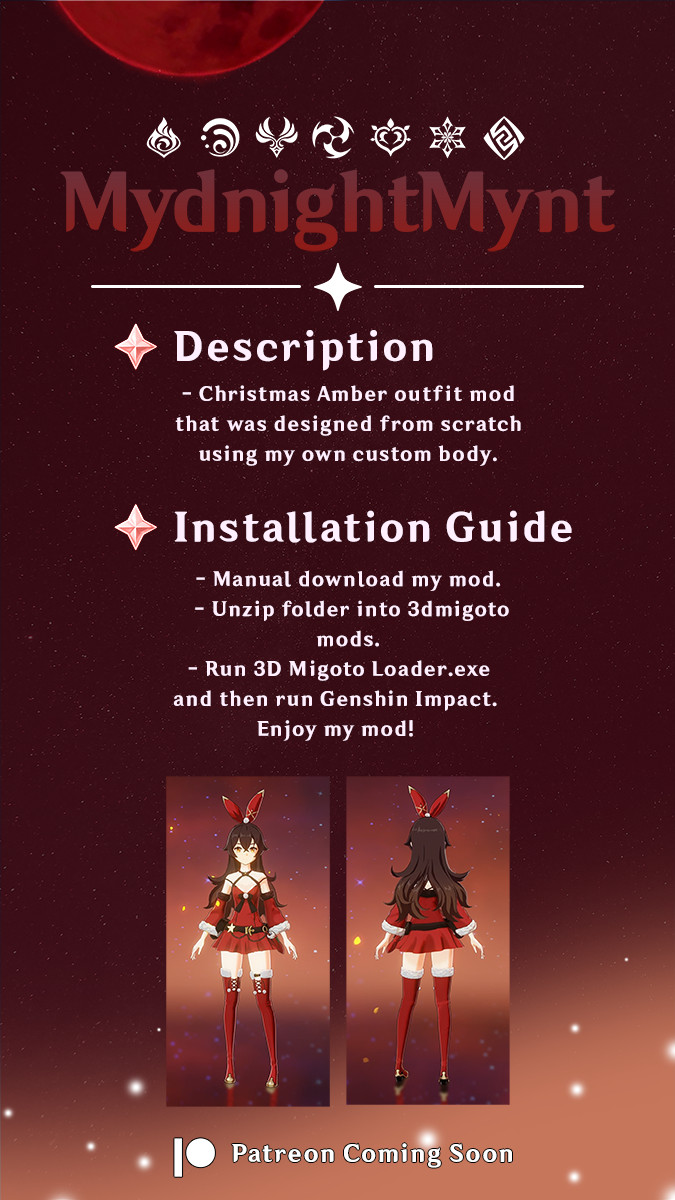 Christmas Amber Outfit Mod for Genshin Impact | GI Mods