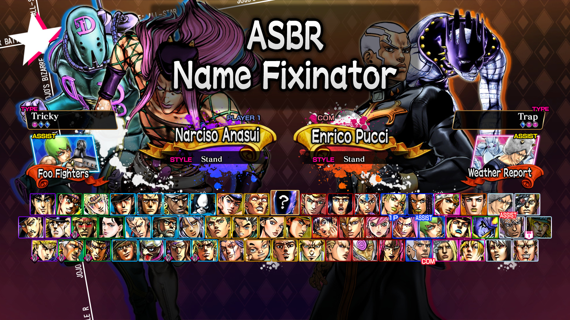 ASBR Name Fixinator [JoJo's Bizarre Adventure: All-Star Battle R] [Mods]
