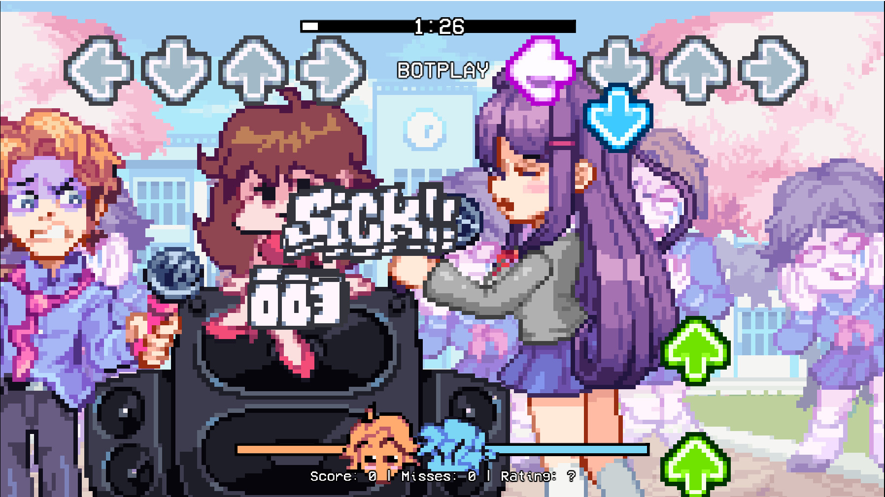 Pixelated Yuri over Pixel Bf Mod for Friday Night Funkin' | FNF Mods