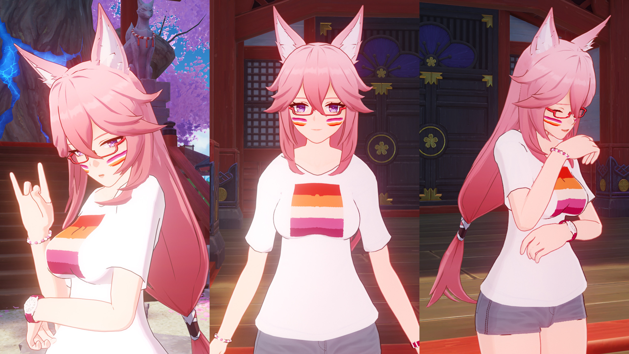 Lesbian Pride Yae Miko Mod for Genshin Impact | GI Mods