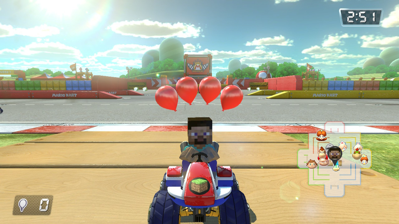 Minecraft Steve over Inkling Boy Mod for Mario Kart 8 Deluxe | MK8D Mods