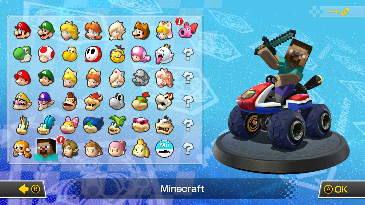 Minecraft Steve over Inkling Boy Mod for Mario Kart 8 Deluxe | MK8D Mods