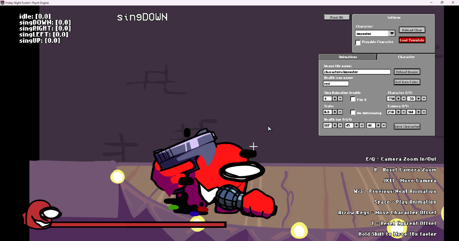 Corrupted red impostor sprites Mod for Friday Night Funkin' | FNF Mods