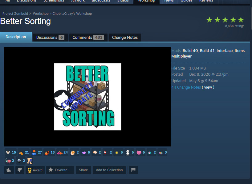 Better Sorting Mod for Project Zomboid | PZ Mods