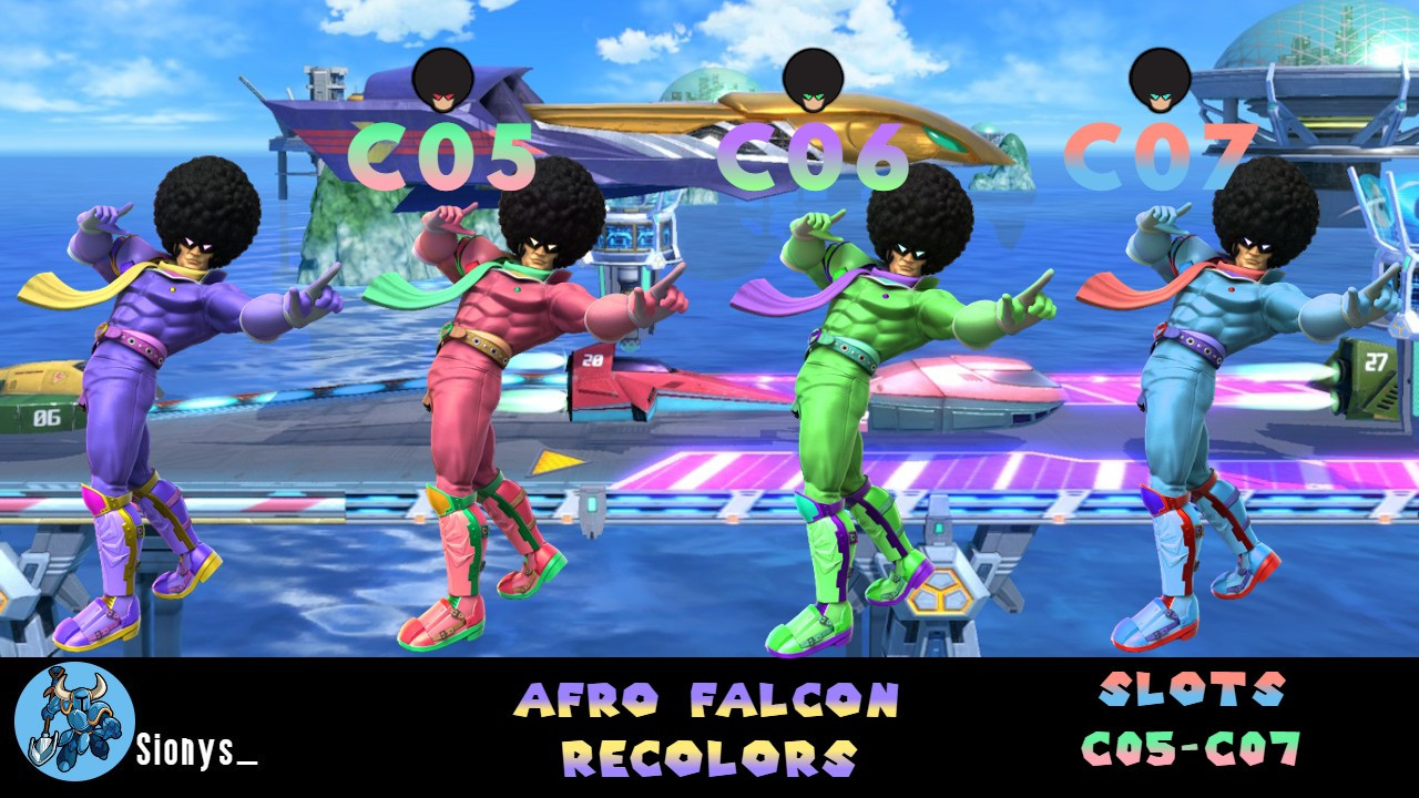 Afro Falcon Recolors (Captain Falcon) Mod for Super Smash Bros ...