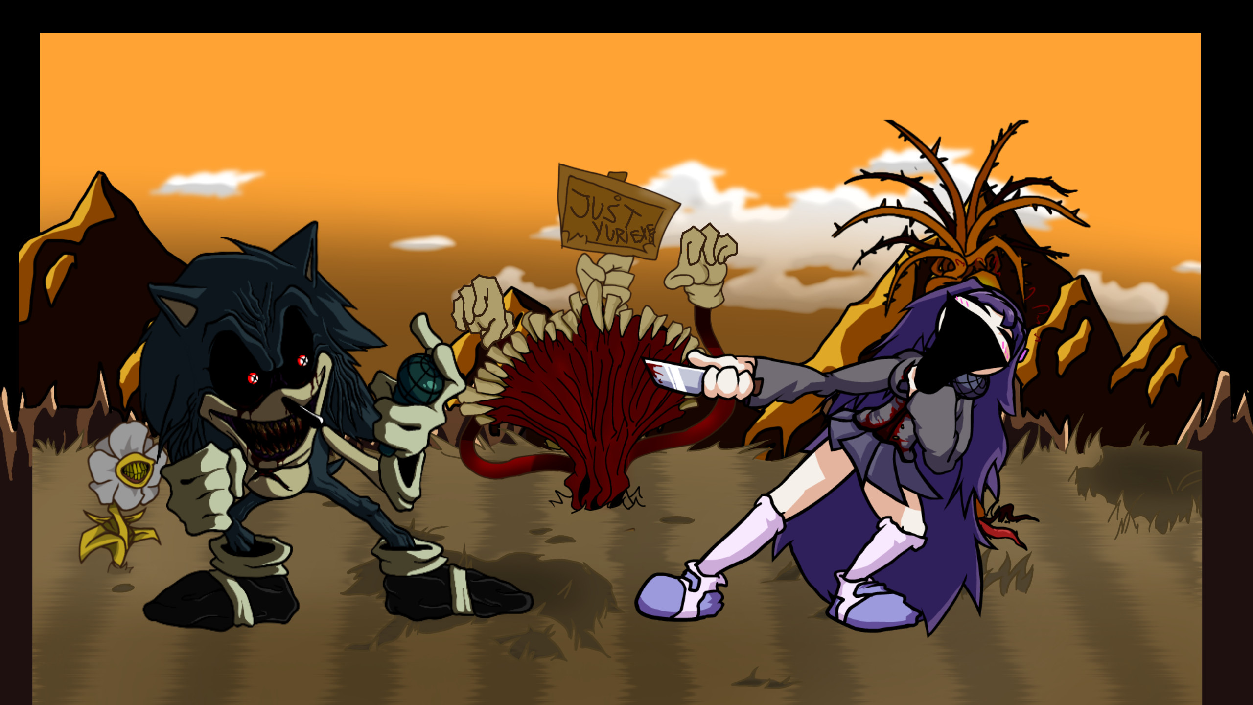 Monika.exe Vs Sonic.exe Mod for Friday Night Funkin' | FNF Mods