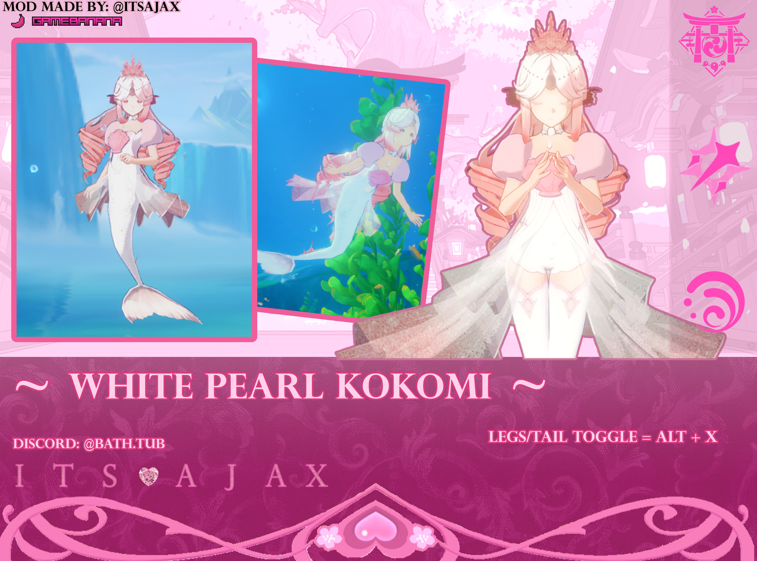 White Pearl Kokomi (Mermaid/Human Versions) Mod for Genshin Impact | GI ...