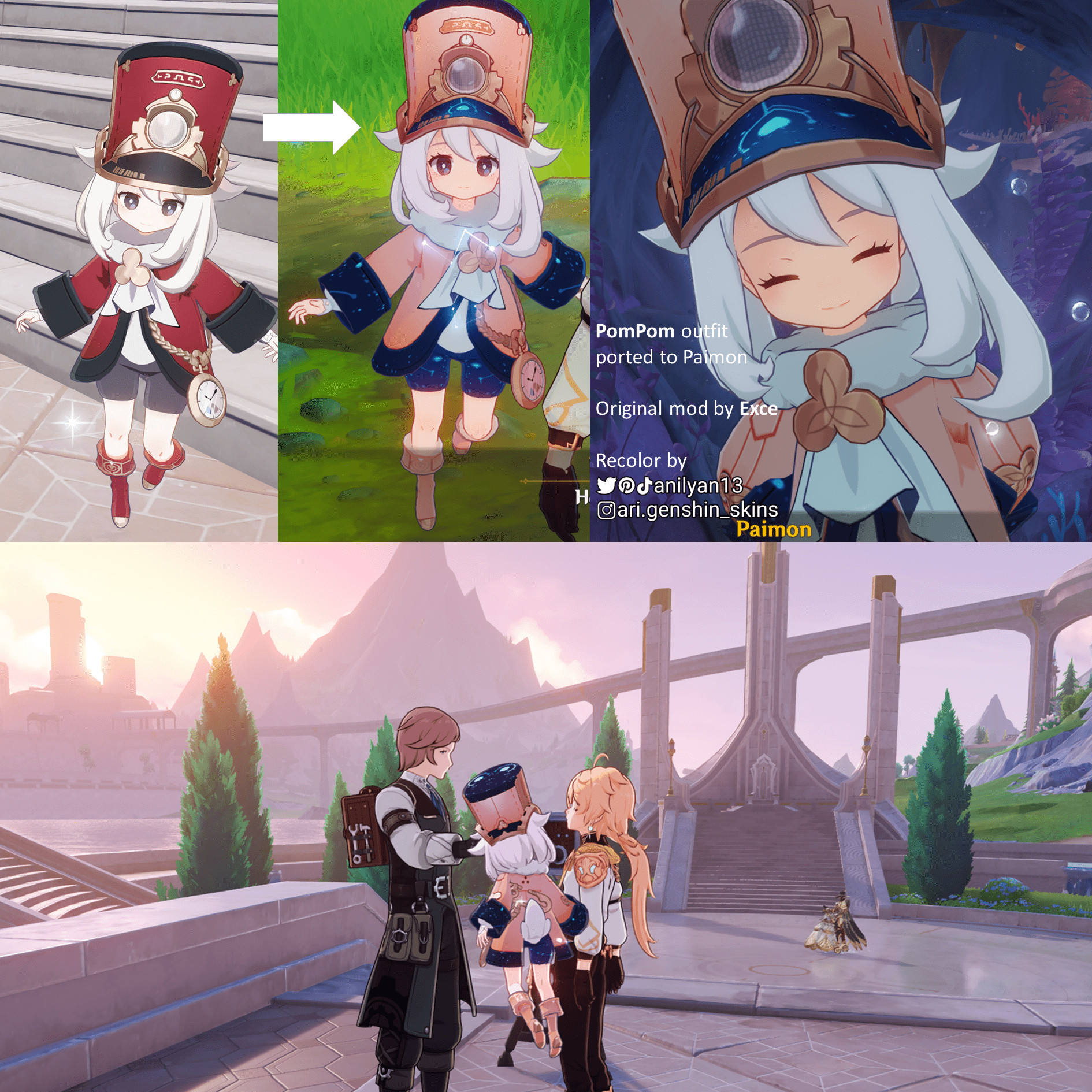 Recolor of Pompom Paimon Mod for Genshin Impact | GI Mods