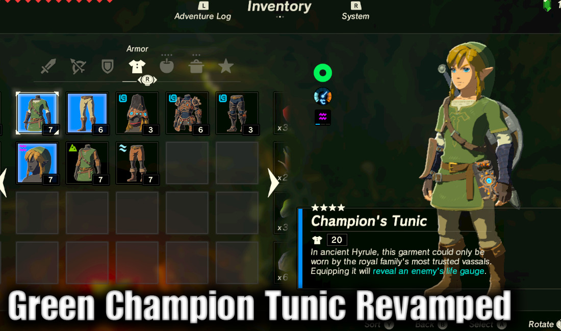 Green Champion Tunic Revamped Mod for The Legend of Zelda: Breath of ...