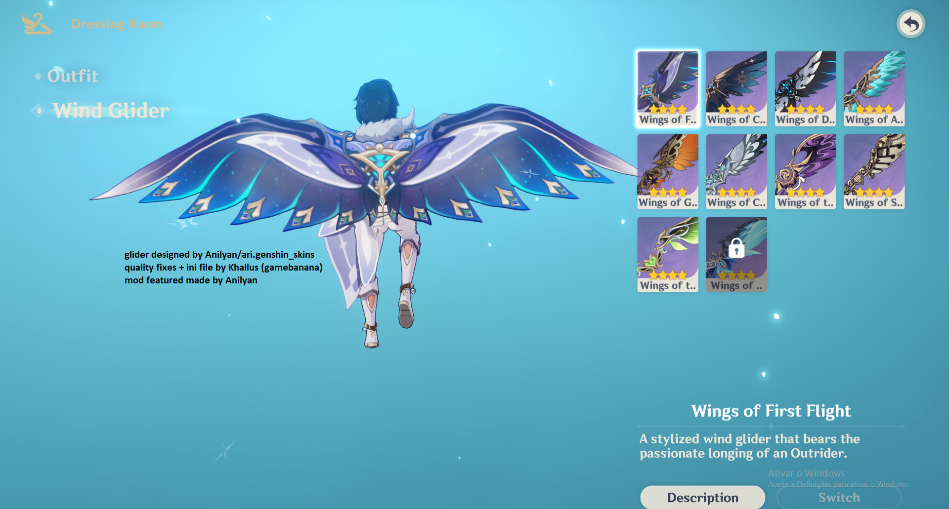 Character specific gliders - Anilyan designs Mod for Genshin Impact ...