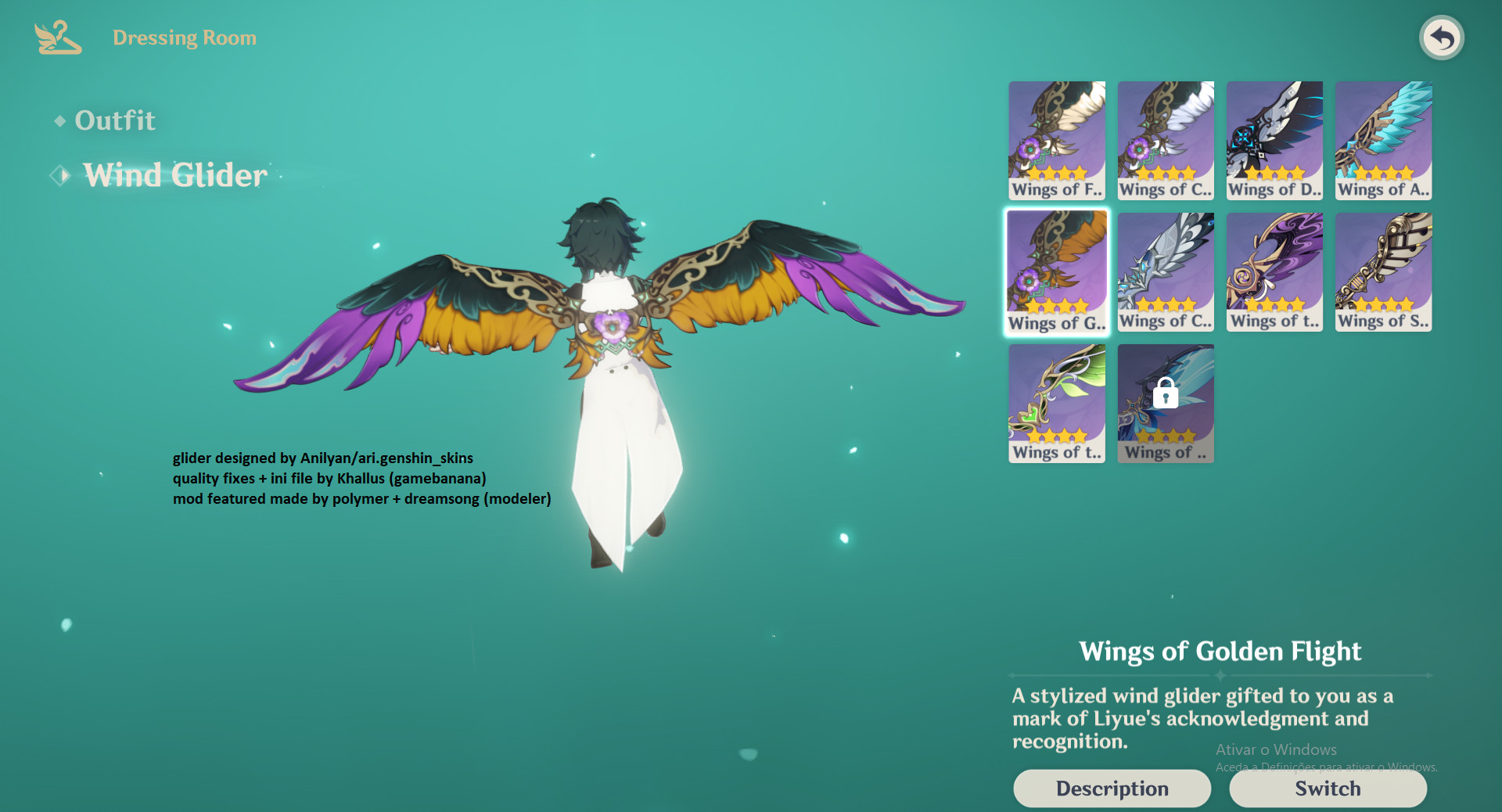 Character specific gliders - Anilyan designs Mod for Genshin Impact ...