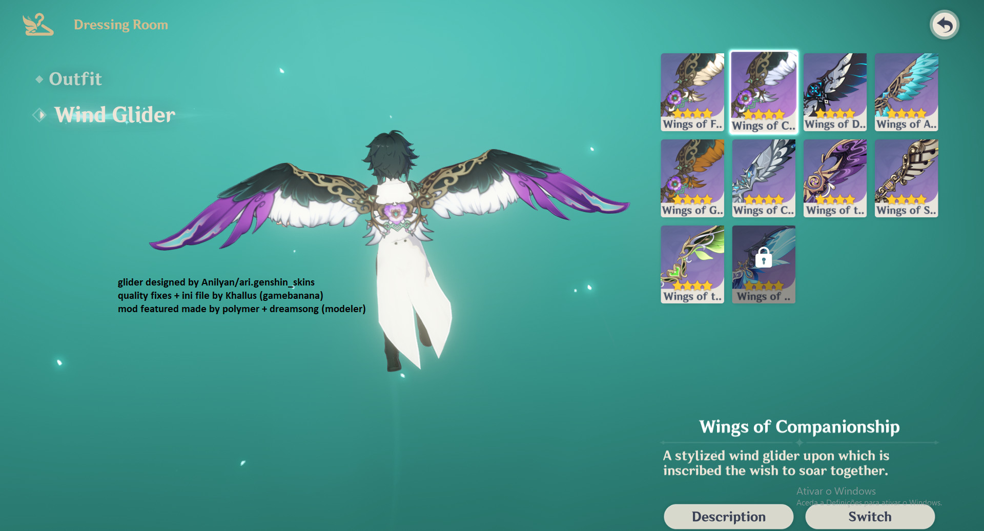 Character specific gliders - Anilyan designs Mod for Genshin Impact | GI Mods