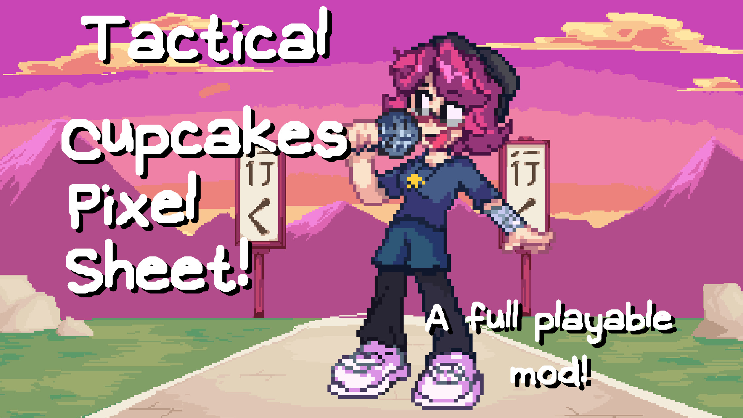 Tactical Cupcakes Pixel Mod Mod for Friday Night Funkin' | FNF Mods