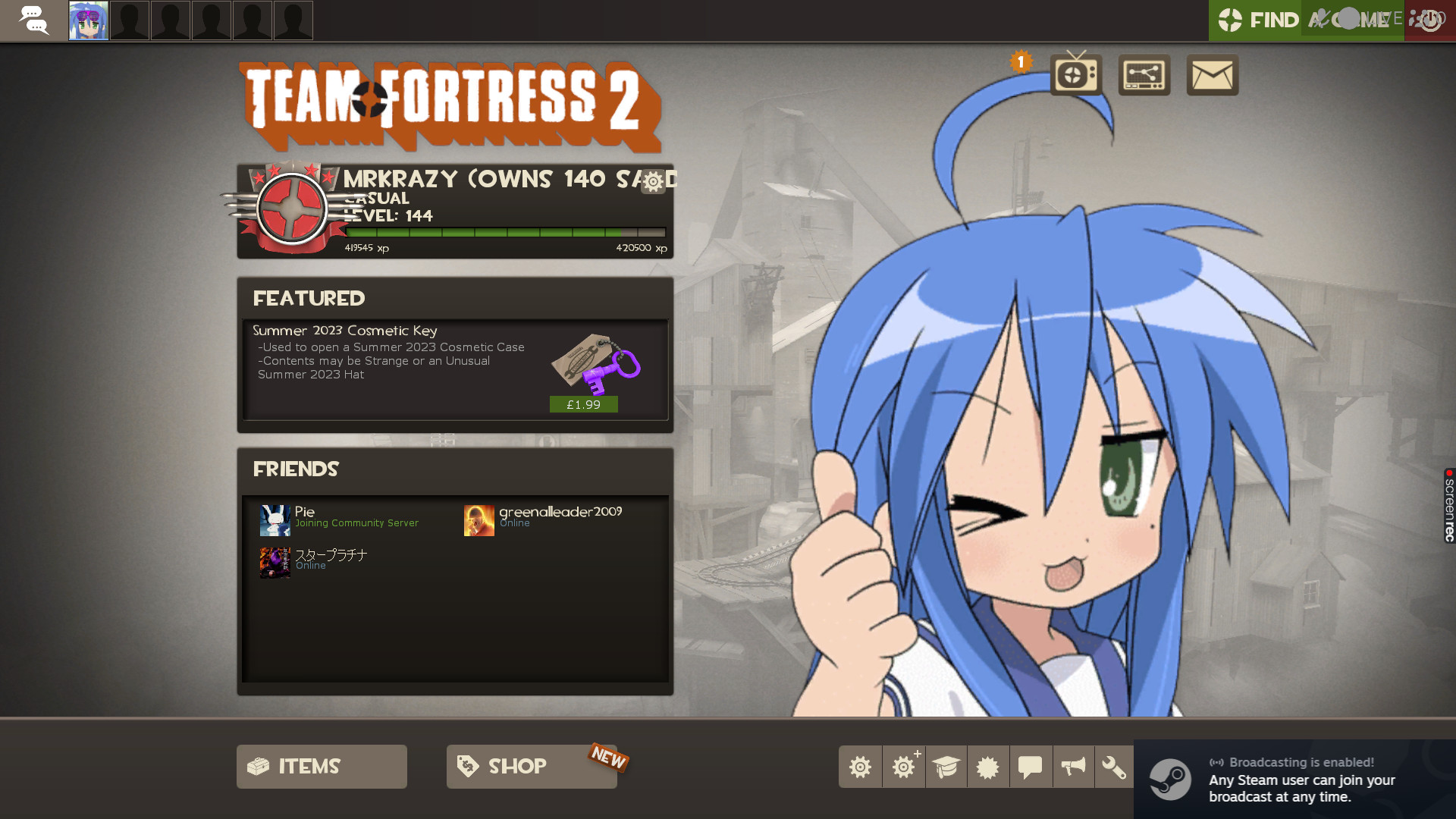 Lucky Star Character Pictures Mod for Team Fortress 2 | TF2 Mods