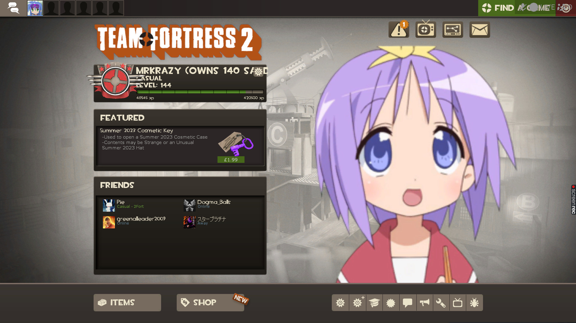 Lucky Star Character Pictures Mod for Team Fortress 2 | TF2 Mods