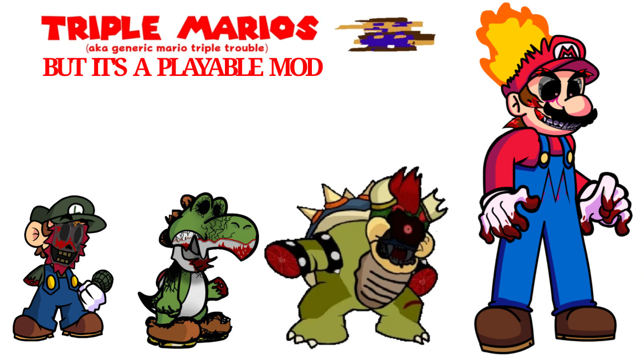 Triple Mario's but it's a playable Mod Mod for Friday Night Funkin ...