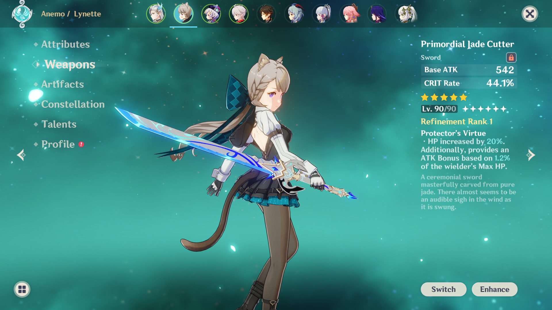 Jade Cutter in blue Mod for Genshin Impact | GI Mods