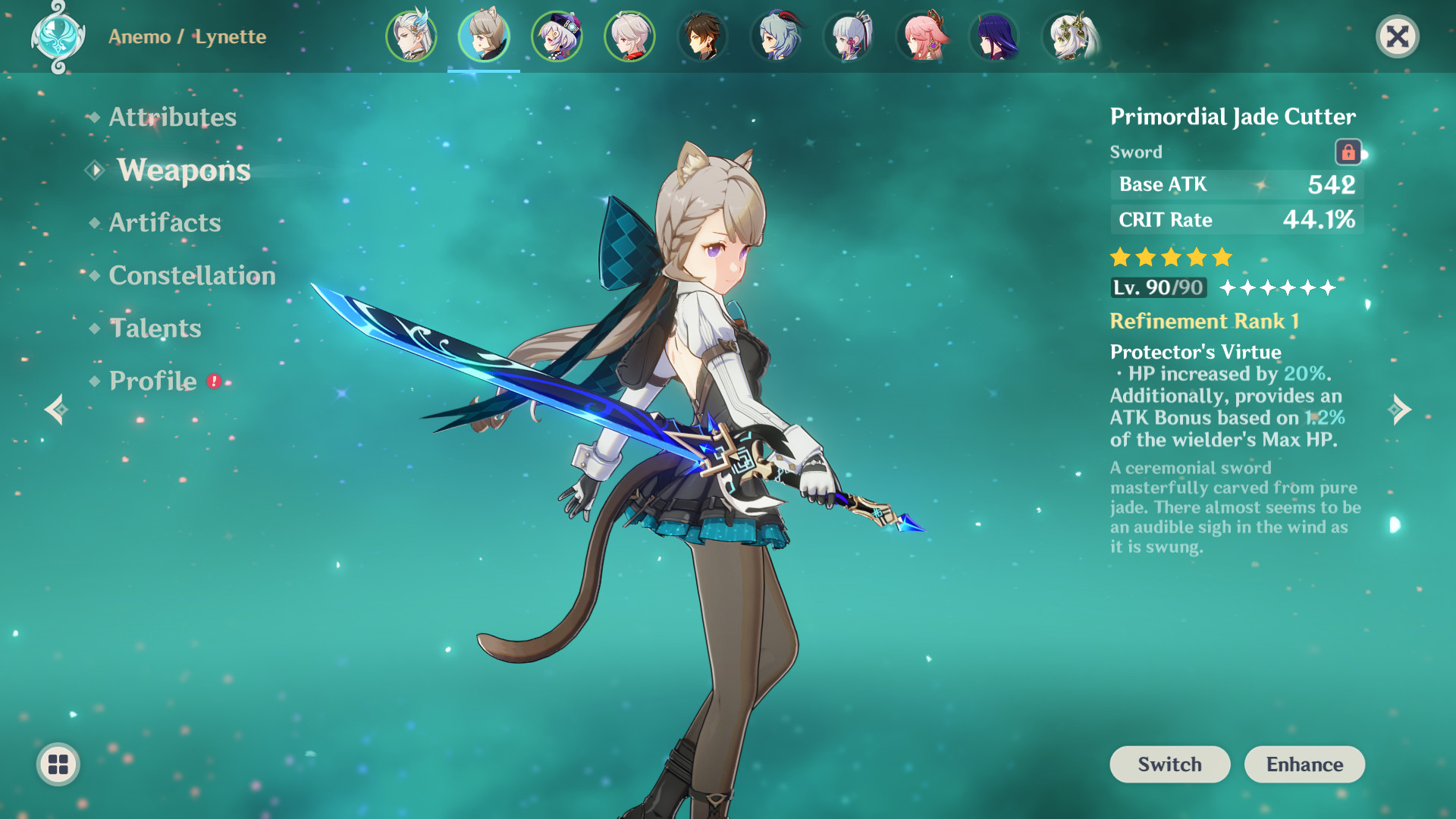 Jade Cutter in blue Mod for Genshin Impact | GI Mods