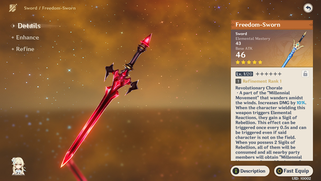 Crimson Sword over Freedom-Sworn Mod for Genshin Impact | GI Mods