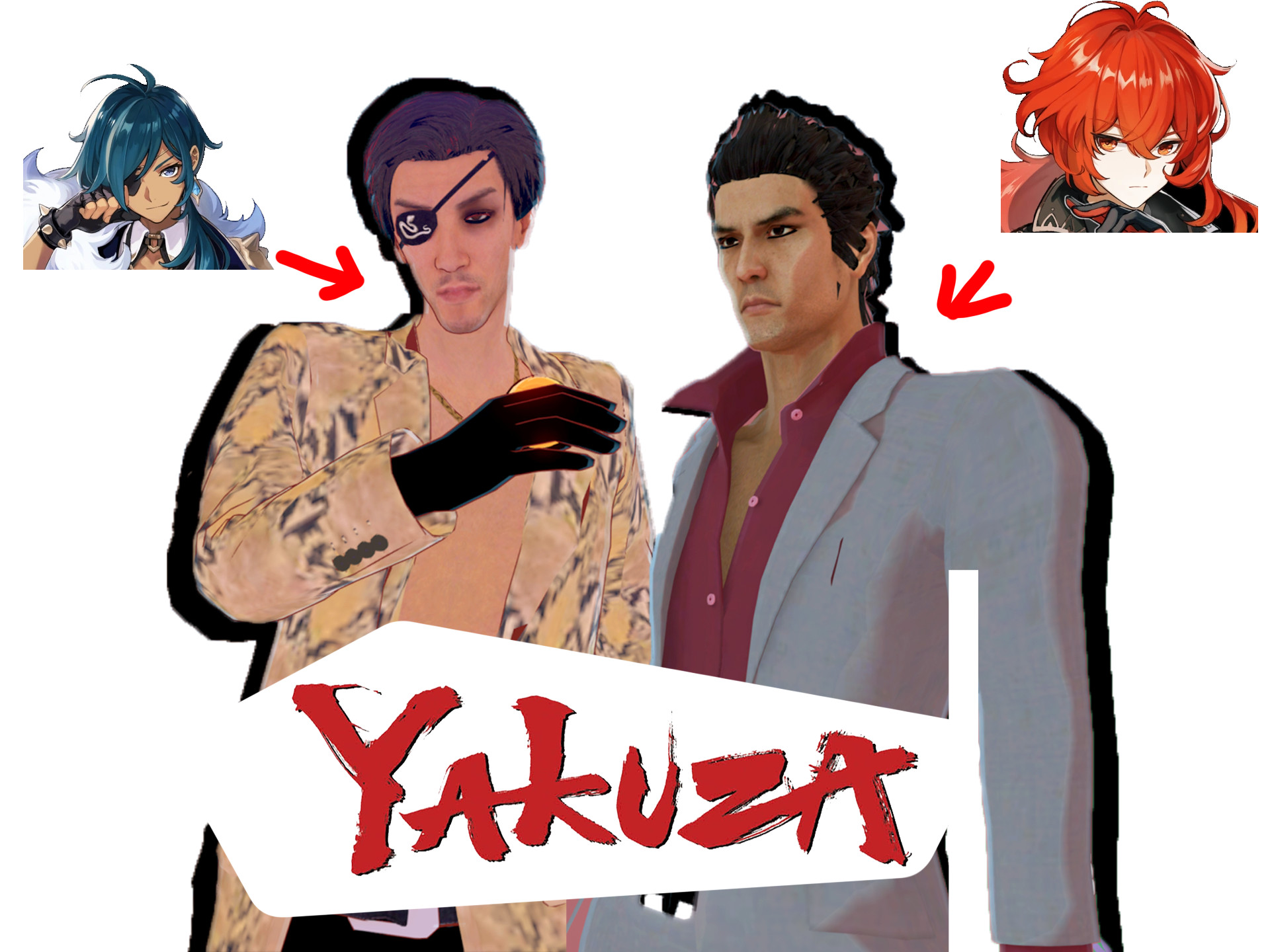 Keya Majima and Diluc Kiryu | Yakuza Mod for Genshin Impact | GI Mods