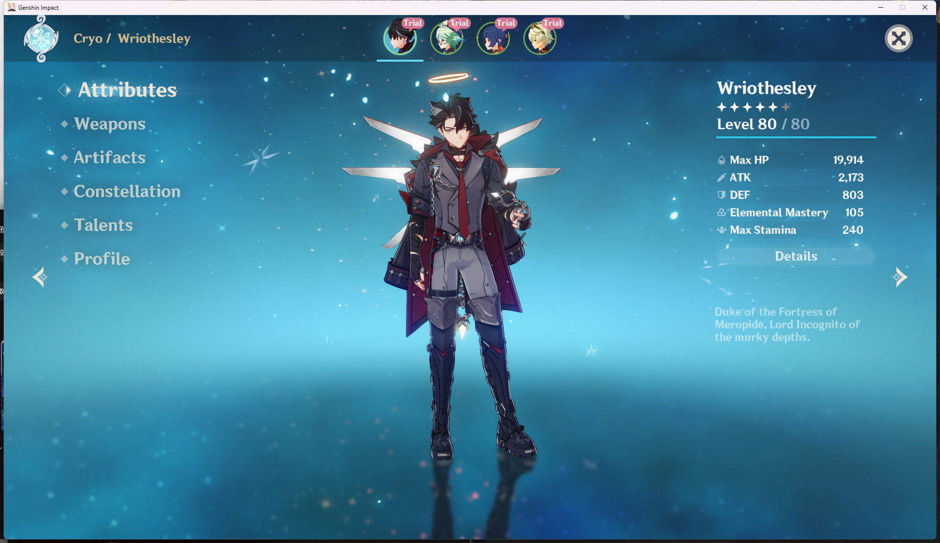 Sankta Wriothesley Mod for Genshin Impact | GI Mods
