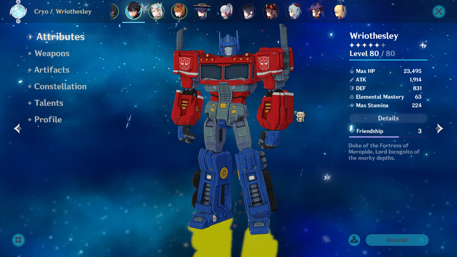 ANOTHER OPTIMUS THE FREAKIN PRIME Mod for Genshin Impact | GI Mods
