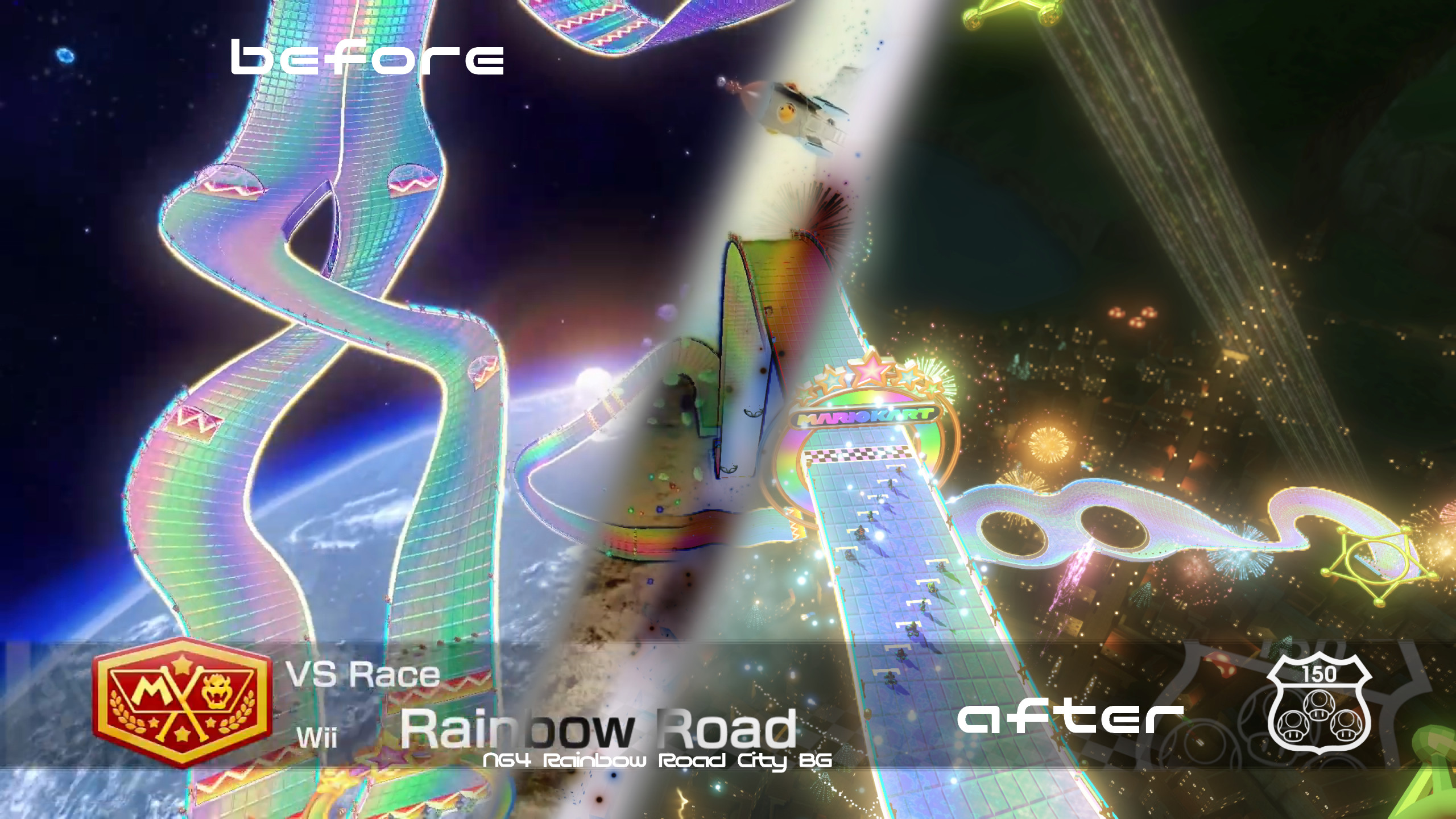 Wii Rainbow Road - with N64 Rainbow Road City! Mod for Mario Kart 8 Deluxe | MK8D Mods