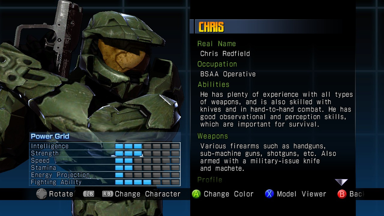 Halo 3's Master Chief over Chris Redfield Mod for Ultimate Marvel vs ...