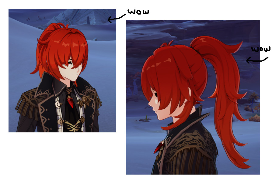 Diluc with a Ponytail Mod for Genshin Impact | GI Mods
