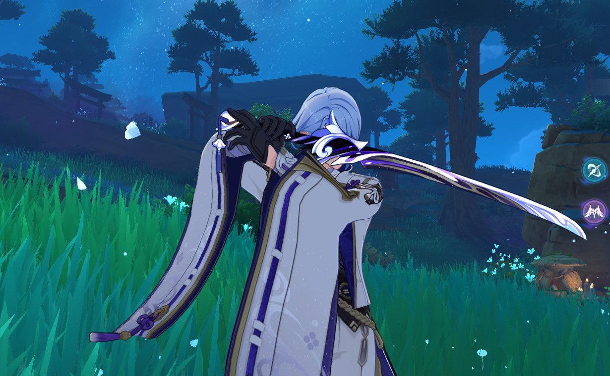 Purple/Dark Blue Haran Geppaku Futsu Mod for Genshin Impact | GI Mods