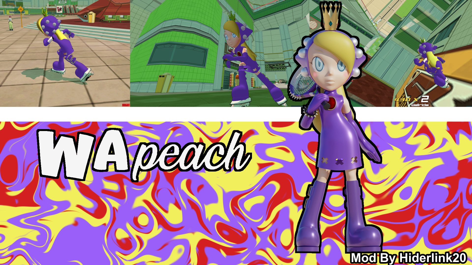 Wapeach (Wario peach) Mod for Bomb Rush Cyberfunk | BRC Mods