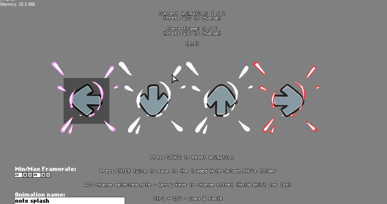 7 different note splashes Mod for Friday Night Funkin' | FNF Mods
