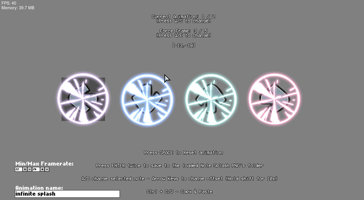 7 different note splashes Mod for Friday Night Funkin' | FNF Mods