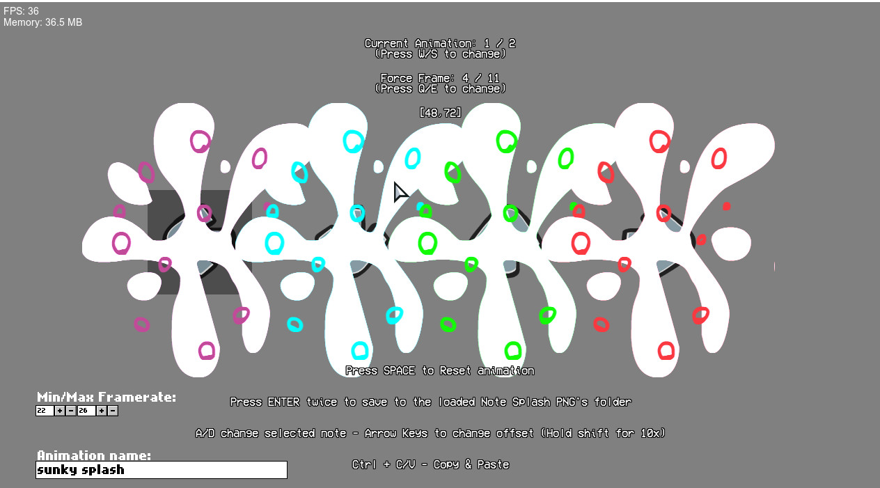 7 different note splashes Mod for Friday Night Funkin' | FNF Mods