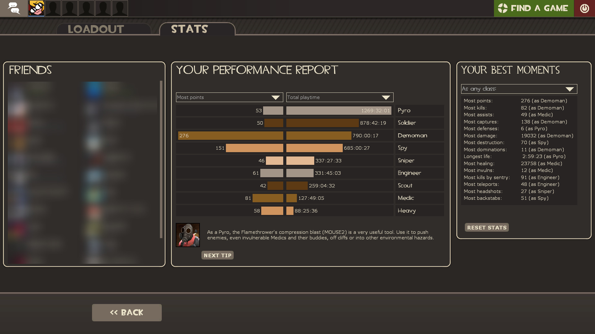 Friends list in stats Mod for Team Fortress 2 | TF2 Mods