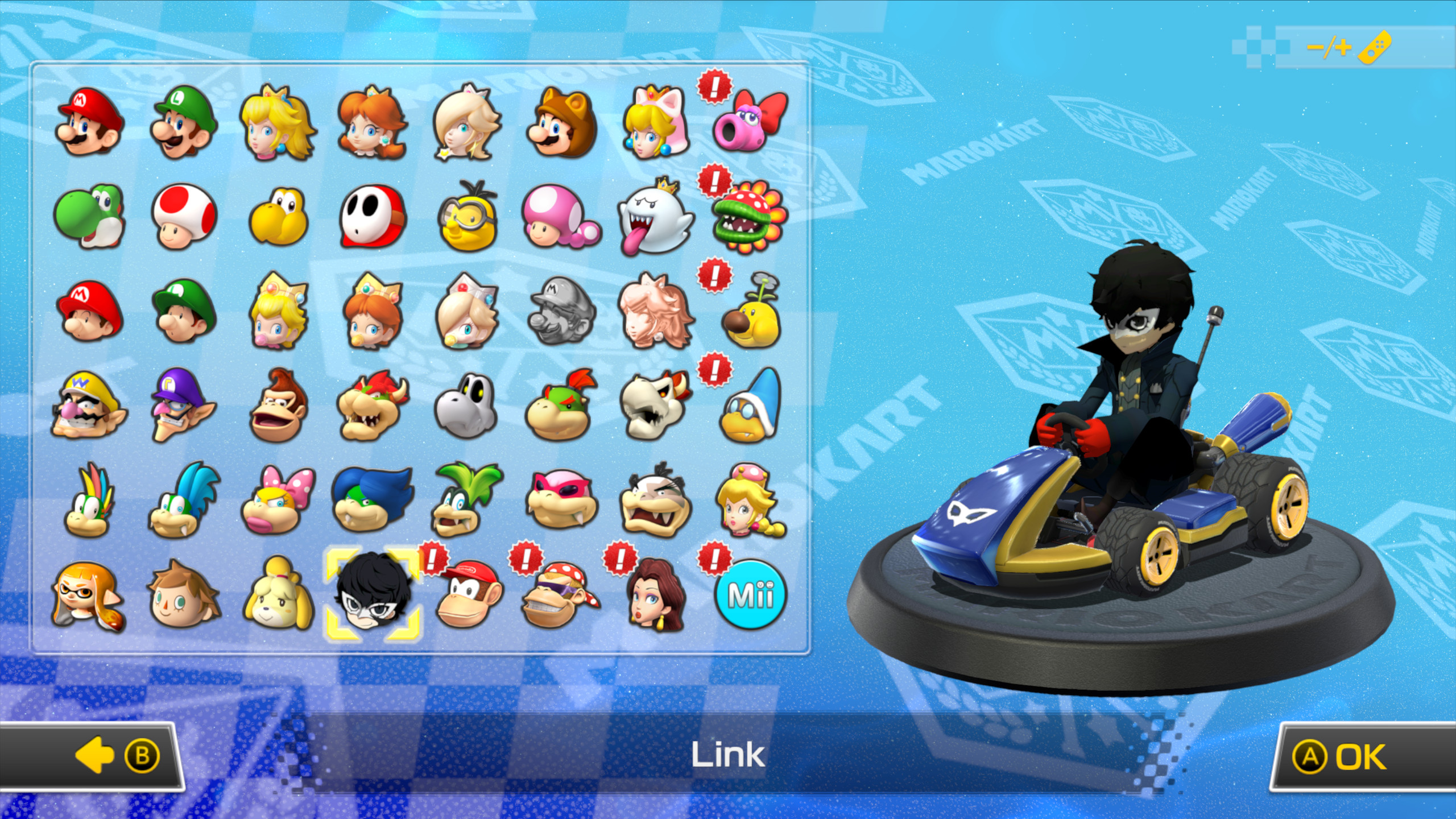 Joker Persona Q2 over Link BotW Mod for Mario Kart 8 Deluxe | MK8D Mods