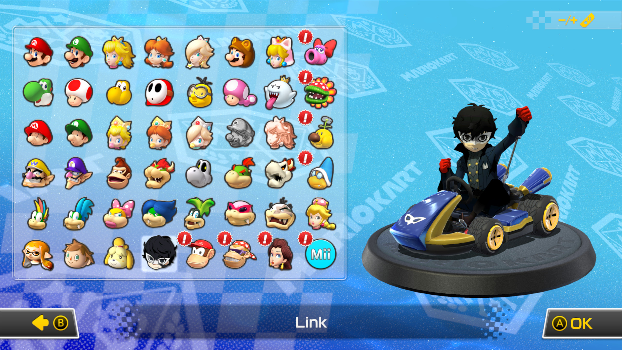 Joker Persona Q2 over Link BotW Mod for Mario Kart 8 Deluxe | MK8D Mods