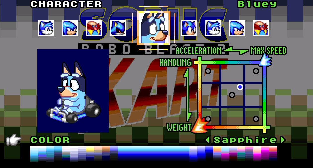 Bluey & Bingo in SRB2K Mod for Sonic Robo Blast 2 Kart | SRB2K Mods