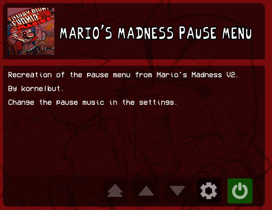 Mario's Madness Pause Menu Mod for Friday Night Funkin' | FNF Mods
