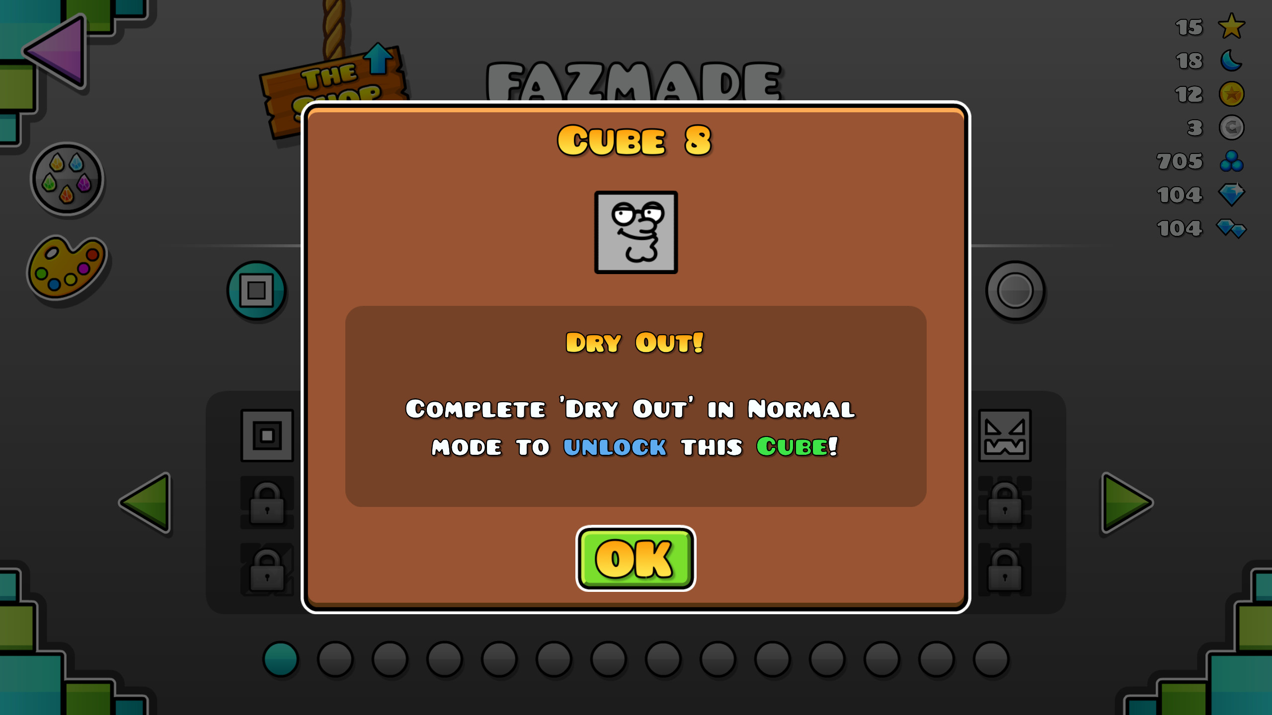 peter griffin over cube 8 Mod for Geometry Dash | GD Mods