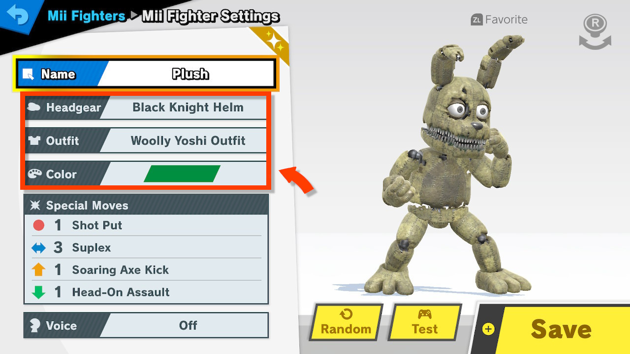 Plushtrap Mii Costume Mod For Super Smash Bros Ultimate Ssbu Mods 8248