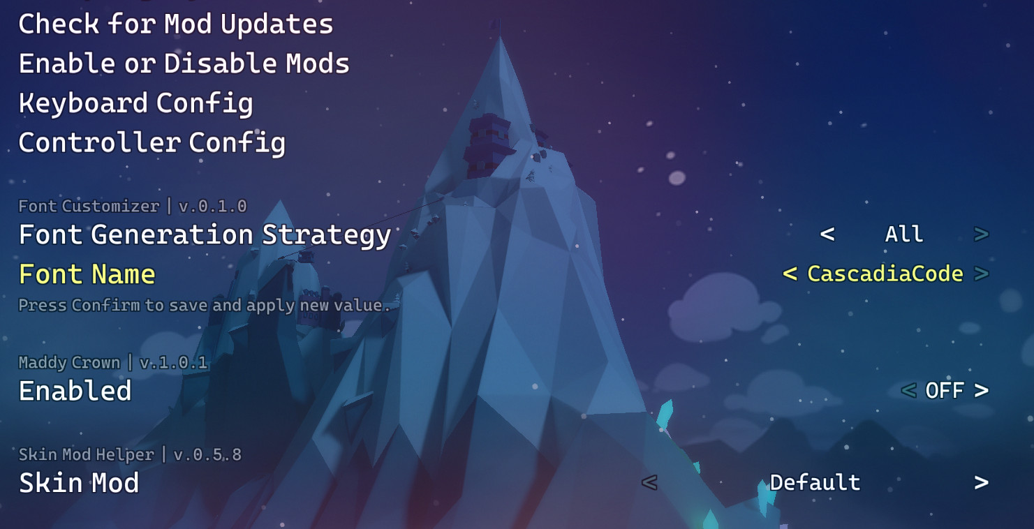 [Expremental] Font Customizer Mod for Celeste | Celeste Mods