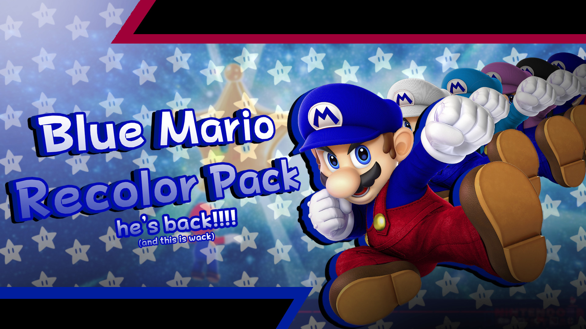 Blue Mario Recolor Pack Mod for Super Smash Bros. Ultimate | SSBU Mods